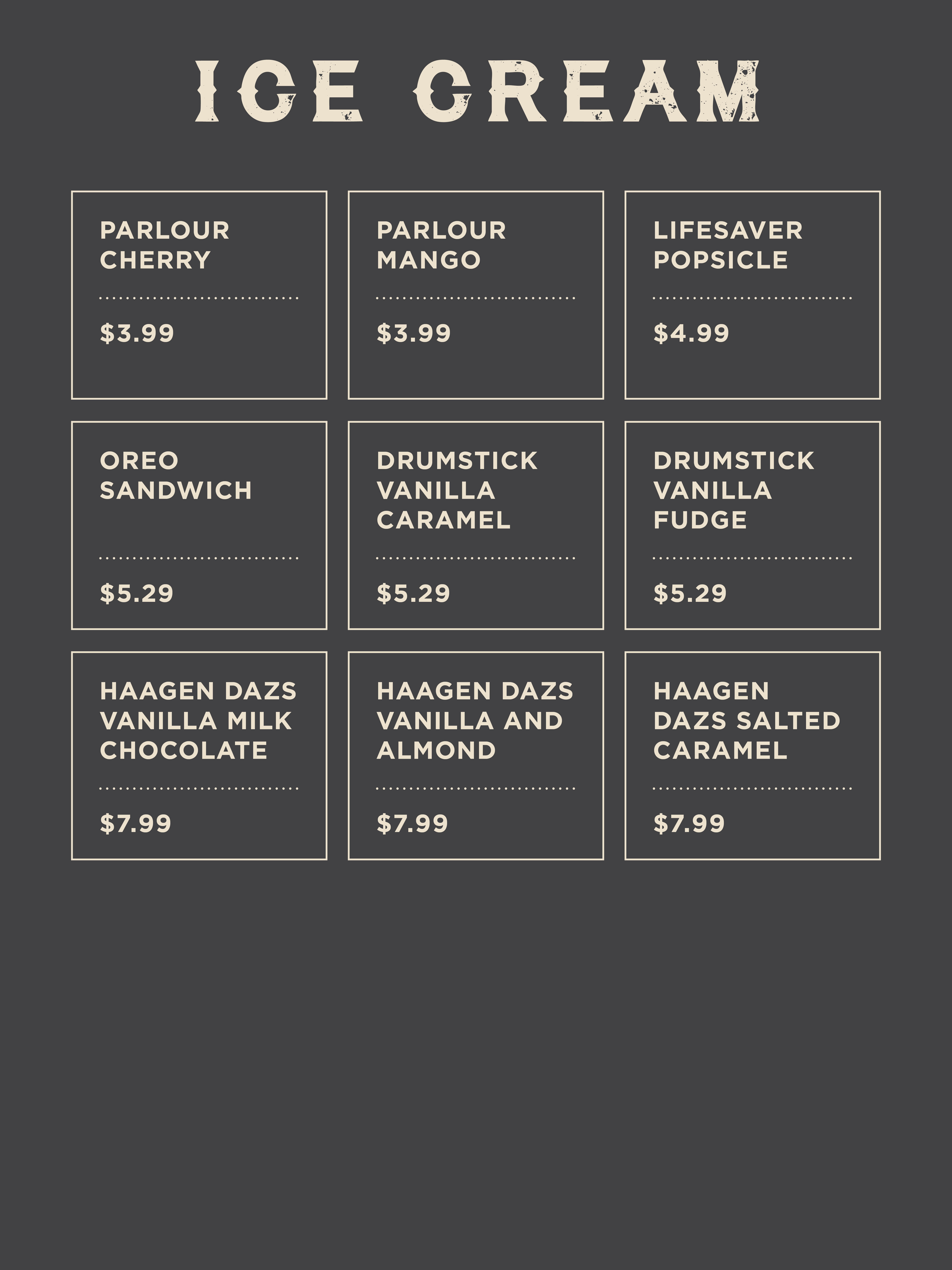 Rusty Rail - Menu | Grouse Mountain - The Peak of Vancouver